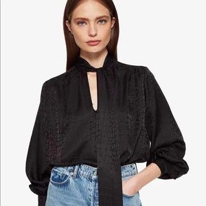 Anine Bing | Tops | Nwt Anine Bing Black Delilah Silk Jacquard Blouse ...